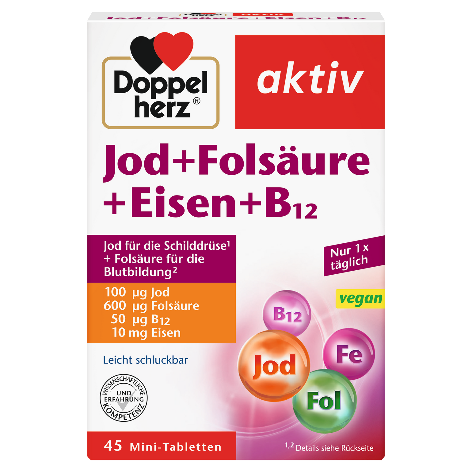 Erweiterte Produktinformation – Doppelherz Jod + Folsäure + Eisen + B1 ...